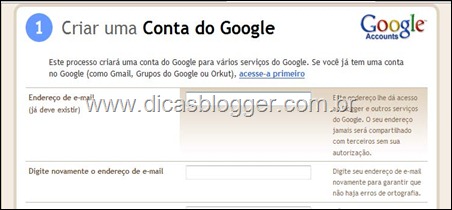 Como criar uma conta no Google - Dicas Blogger